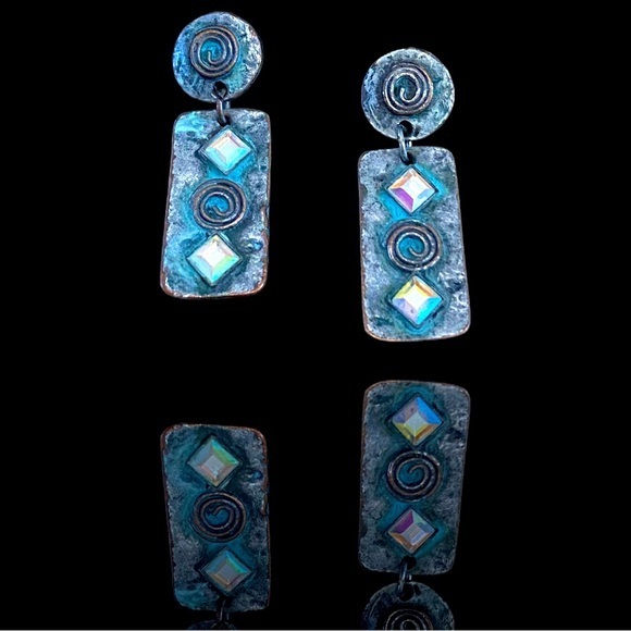 Jewelry | Rustic Artisan Blue Patina Drop Earrings | Poshmark